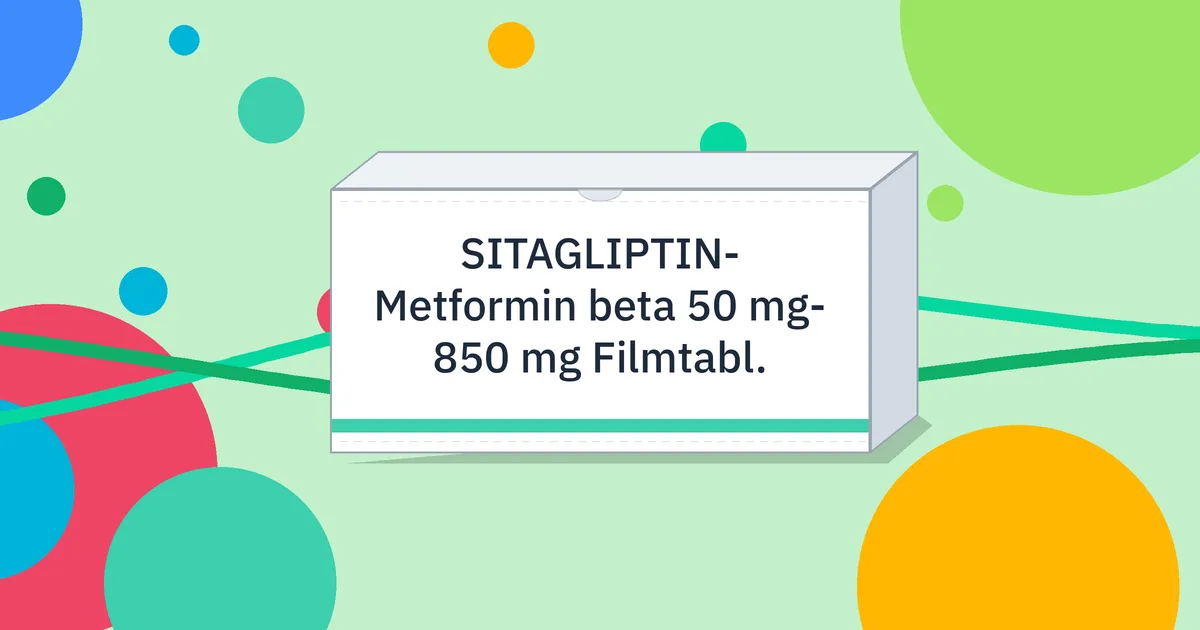 Symbolbild: Packung mit der Aufschrift SITAGLIPTIN-Metformin beta 50 mg-850 mg Filmtabl. (PZN 17623277) – Verfügbarkeit und Bezug in Apotheken in Frankfurt am Main