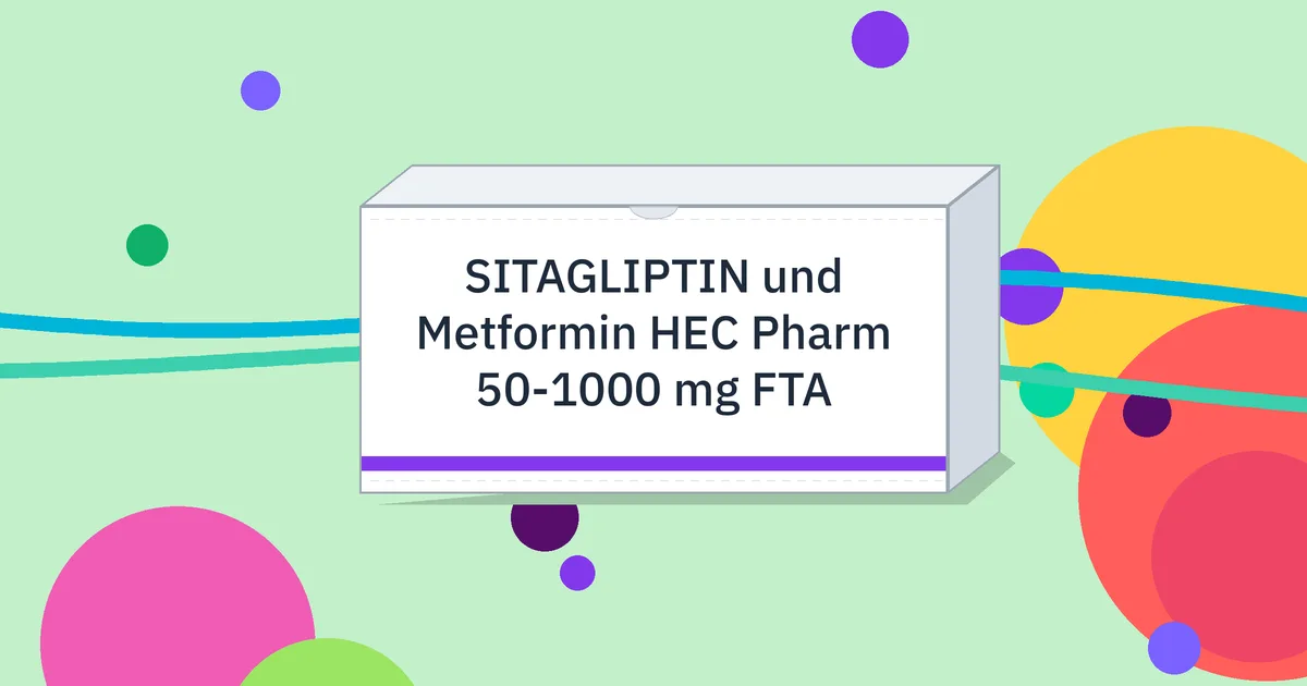 Symbolbild: Packung mit der Aufschrift SITAGLIPTIN und Metformin HEC Pharm 50-1000 mg FTA (PZN 20769576) – Verfügbarkeit und Bezug in Apotheken in Frankfurt am Main