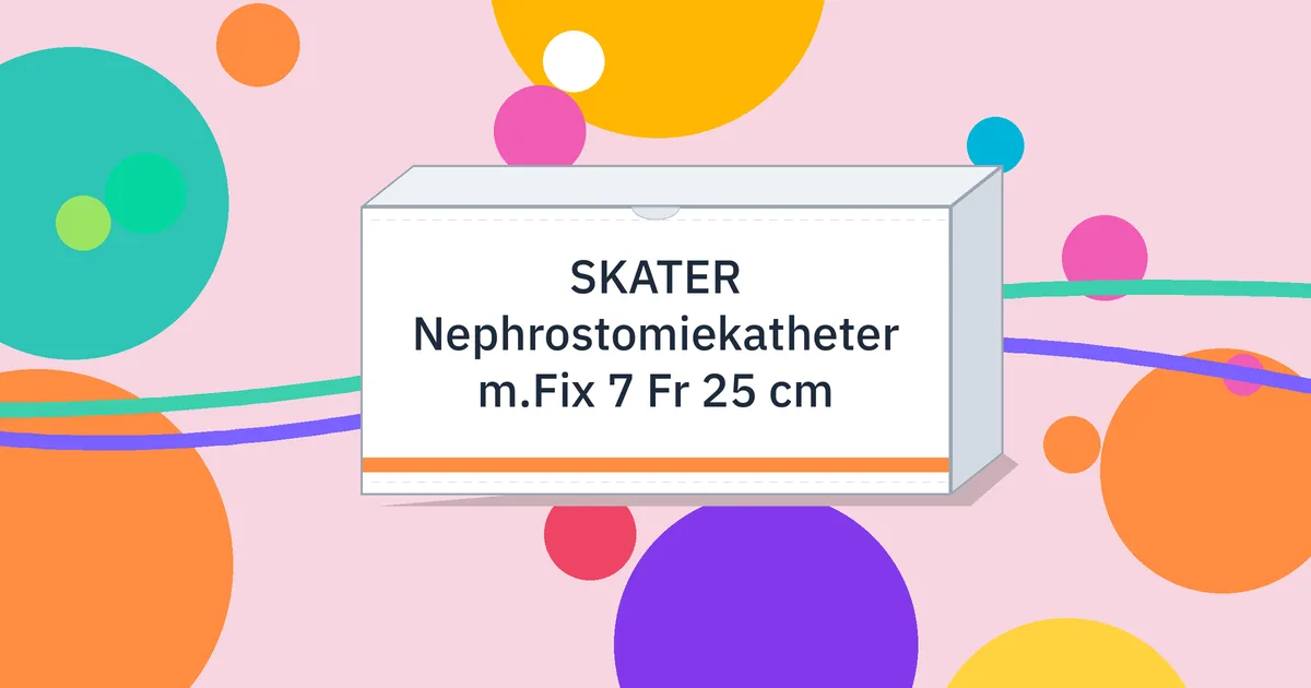 Symbolbild: Packung mit der Aufschrift SKATER Nephrostomiekatheter m.Fix 7 Fr 25 cm (PZN 06770035) – Verfügbarkeit und Bezug in Apotheken in Frankfurt am Main
