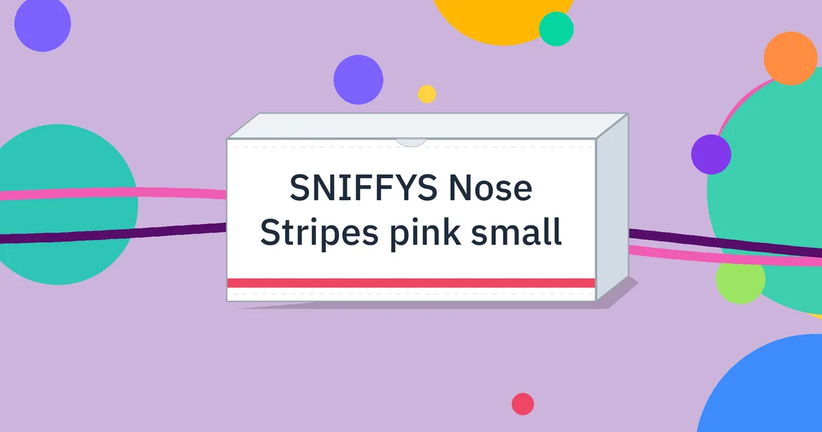 Symbolbild: Packung mit der Aufschrift SNIFFYS Nose Stripes pink small (PZN 20132235) – Verfügbarkeit und Bezug in Apotheken in Frankfurt am Main