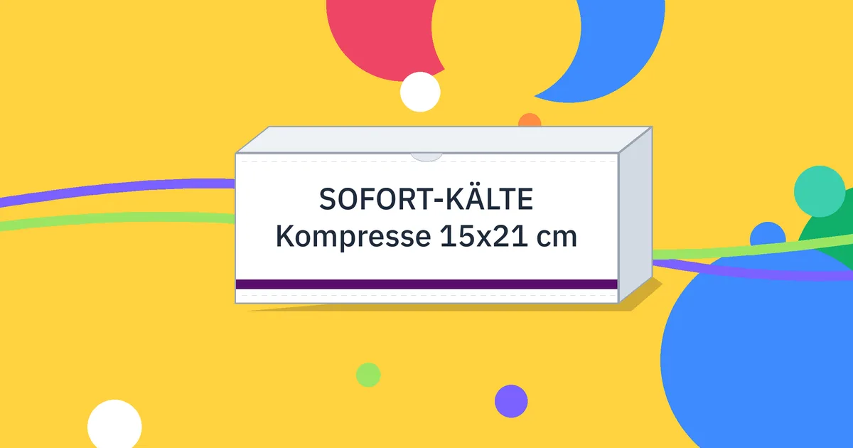 Symbolbild: Packung mit der Aufschrift SOFORT-KÄLTE Kompresse 15x21 cm (PZN 09423914) – Verfügbarkeit und Bezug in Apotheken in Frankfurt am Main