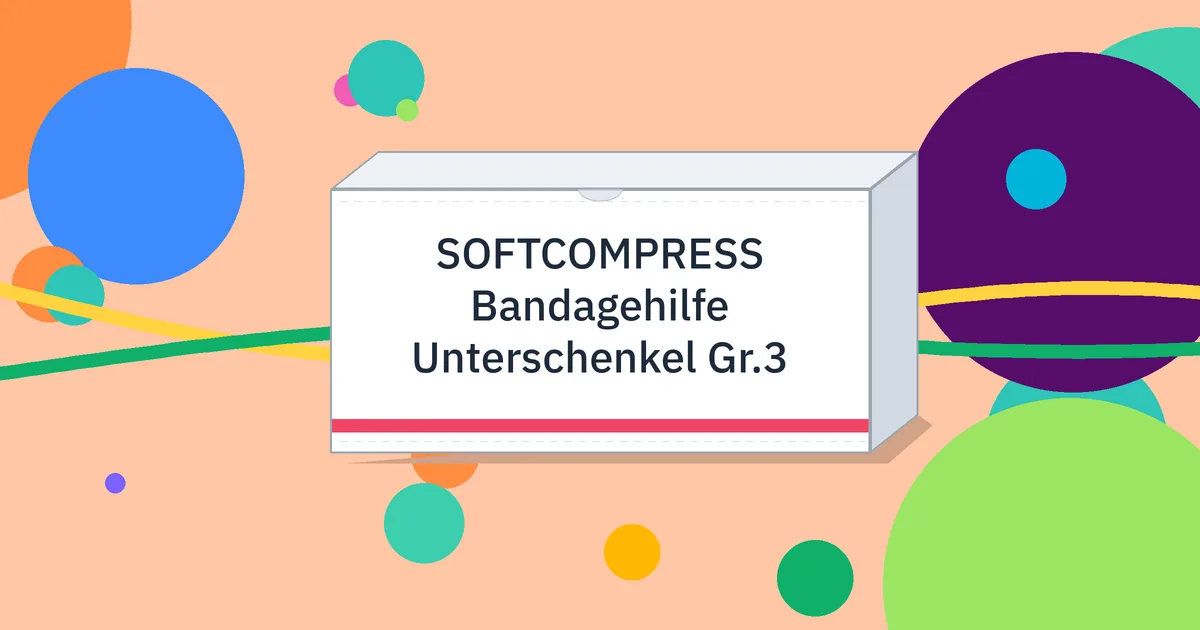 Symbolbild: Packung mit der Aufschrift SOFTCOMPRESS Bandagehilfe Unterschenkel Gr.3 (PZN 13505701) – Verfügbarkeit und Bezug in Apotheken in Frankfurt am Main