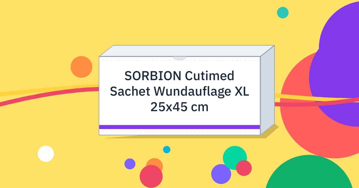 Symbolbild: Packung mit der Aufschrift SORBION Cutimed Sachet Wundauflage XL 25x45 cm (PZN 15886558) – Verfügbarkeit und Bezug in Apotheken in Frankfurt am Main