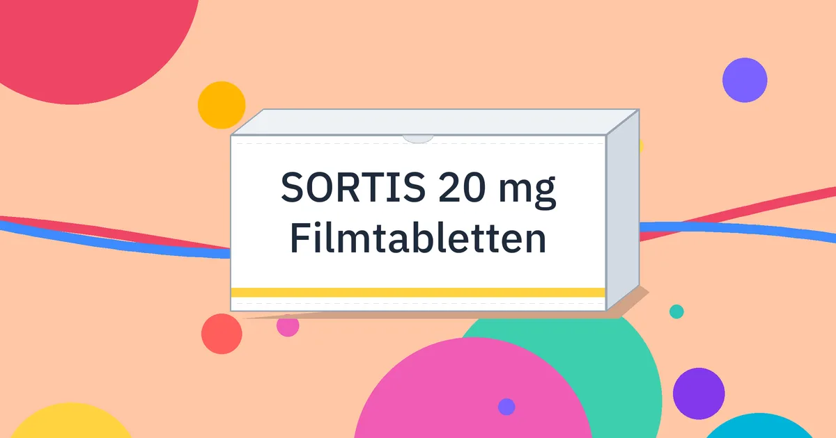 Symbolbild: Packung mit der Aufschrift SORTIS 20 mg Filmtabletten (PZN 07699351) – Verfügbarkeit und Bezug in Apotheken in Frankfurt am Main