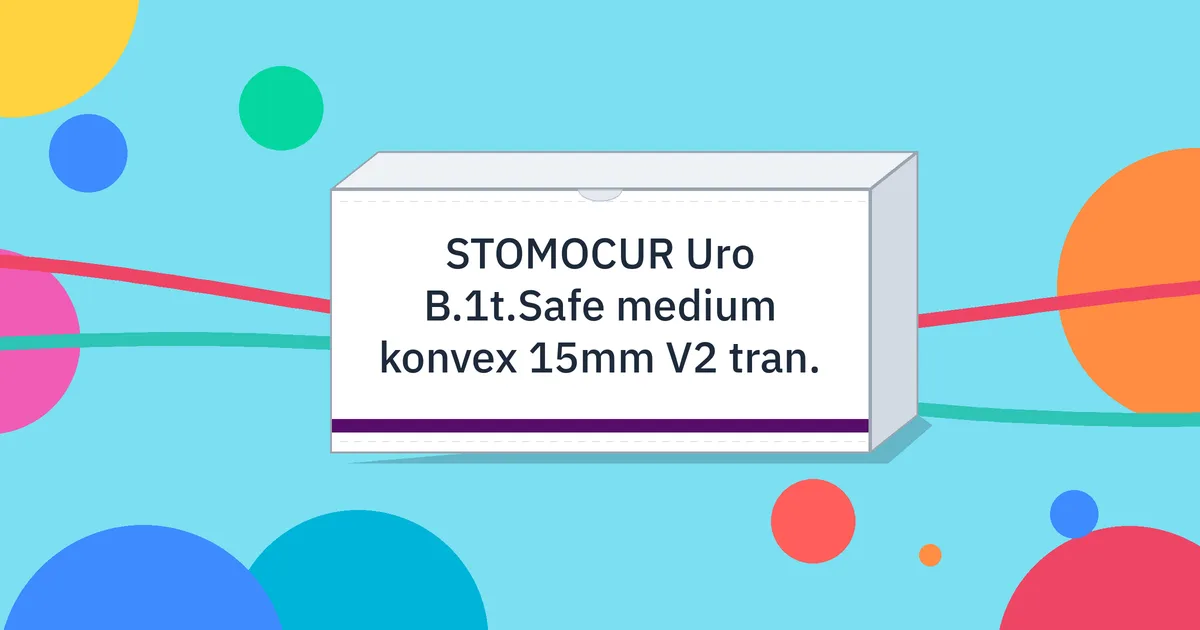 Symbolbild: Packung mit der Aufschrift STOMOCUR Uro B.1t.Safe medium konvex 15mm V2 tran. (PZN 16622442) – Verfügbarkeit und Bezug in Apotheken in Frankfurt am Main