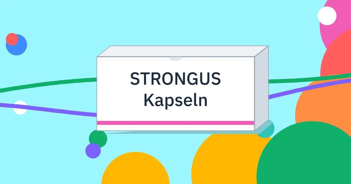 Symbolbild: Packung mit der Aufschrift STRONGUS Kapseln (PZN 03329918) – Verfügbarkeit und Bezug in Apotheken in Frankfurt am Main