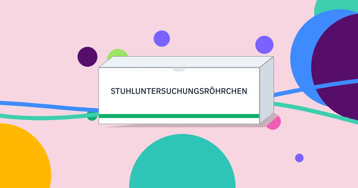 Symbolbild: Packung mit der Aufschrift STUHLUNTERSUCHUNGSRÖHRCHEN (PZN 01440764) – Verfügbarkeit und Bezug in Apotheken in Frankfurt am Main