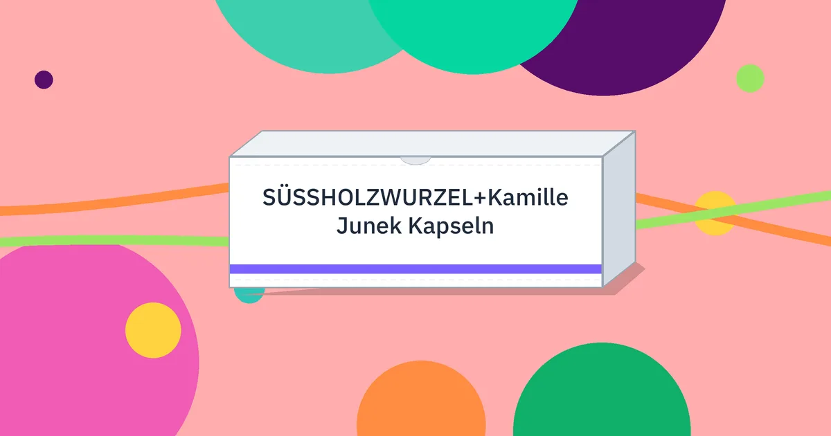 Symbolbild: Packung mit der Aufschrift SÜSSHOLZWURZEL+Kamille Junek Kapseln (PZN 03551261) – Verfügbarkeit und Bezug in Apotheken in Frankfurt am Main