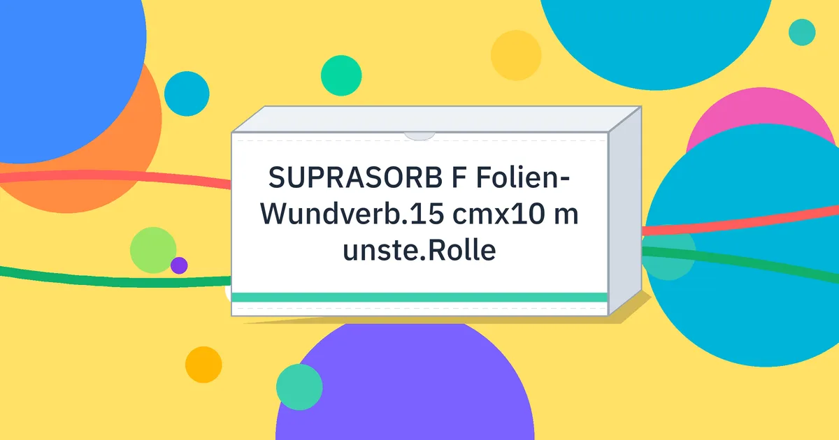Symbolbild: Packung mit der Aufschrift SUPRASORB F Folien-Wundverb.15 cmx10 m unste.Rolle (PZN 19763137) – Verfügbarkeit und Bezug in Apotheken in Frankfurt am Main