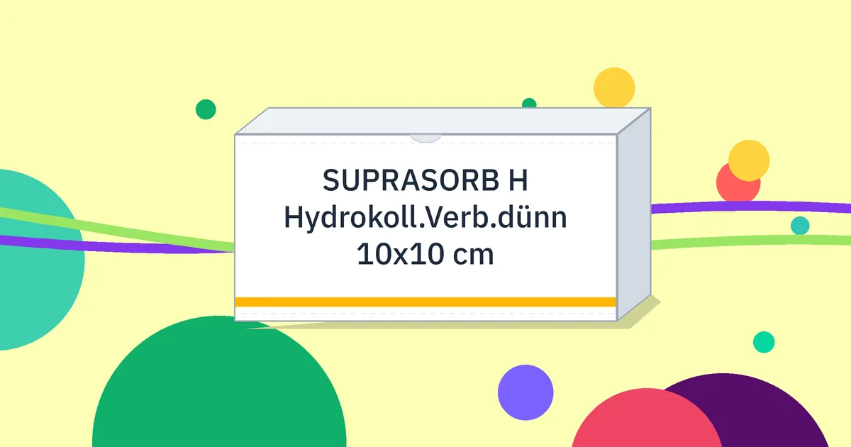 Symbolbild: Packung mit der Aufschrift SUPRASORB H Hydrokoll.Verb.dünn 10x10 cm (PZN 16261547) – Verfügbarkeit und Bezug in Apotheken in Frankfurt am Main