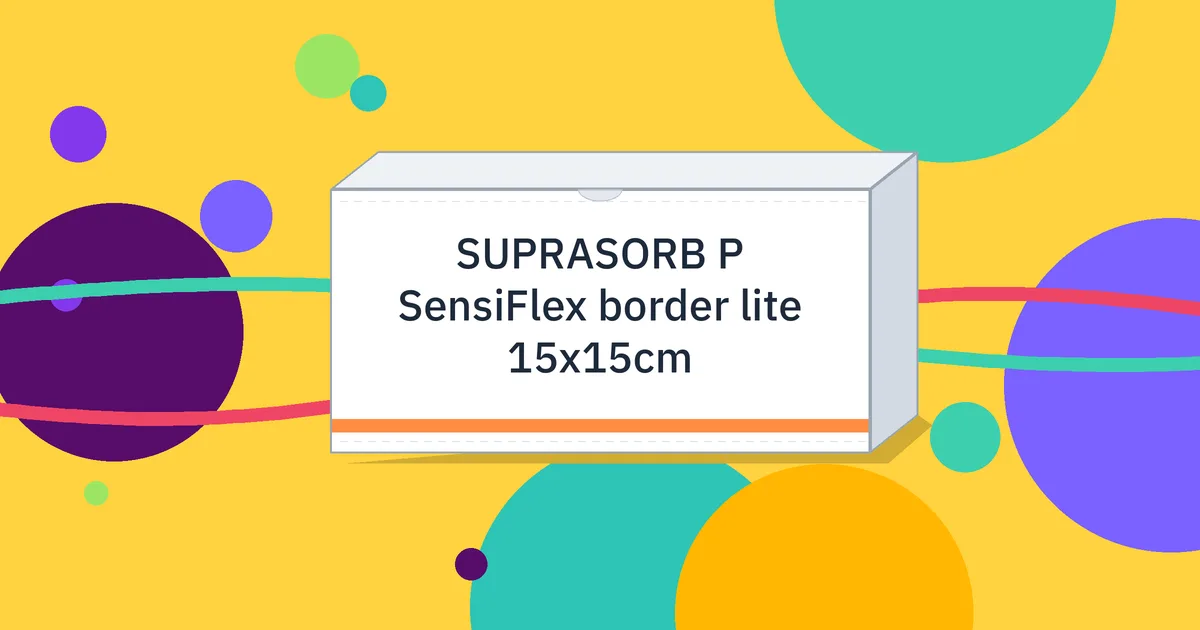Symbolbild: Packung mit der Aufschrift SUPRASORB P SensiFlex border lite 15x15cm (PZN 20005169) – Verfügbarkeit und Bezug in Apotheken in Frankfurt am Main