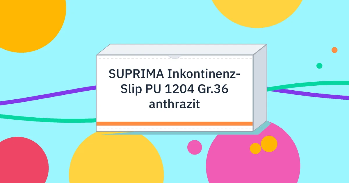 Symbolbild: Packung mit der Aufschrift SUPRIMA Inkontinenz-Slip PU 1204 Gr.36 anthrazit (PZN 10637359) – Verfügbarkeit und Bezug in Apotheken in Frankfurt am Main