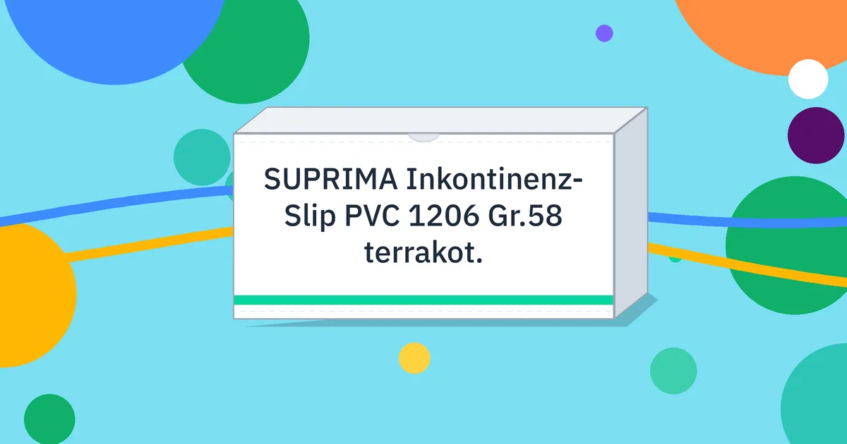 Symbolbild: Packung mit der Aufschrift SUPRIMA Inkontinenz-Slip PVC 1206 Gr.58 terrakot. (PZN 00417817) – Verfügbarkeit und Bezug in Apotheken in Frankfurt am Main