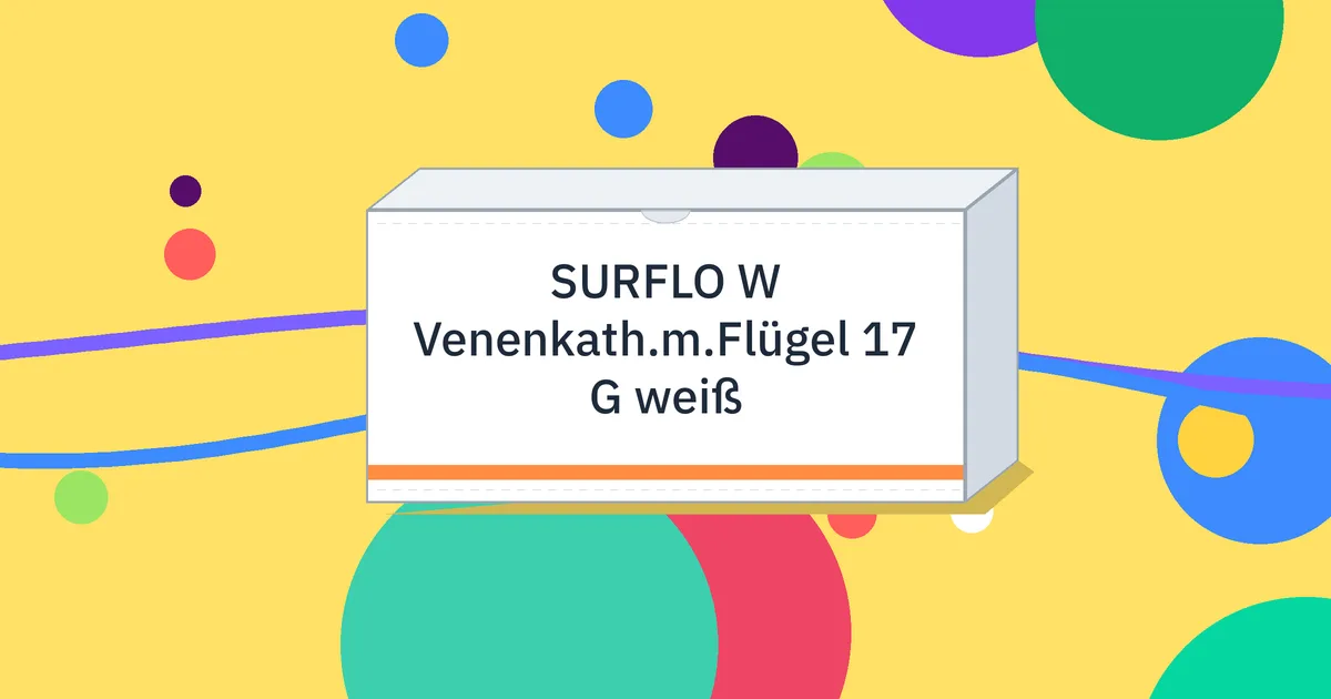 Symbolbild: Packung mit der Aufschrift SURFLO W Venenkath.m.Flügel 17 G weiß (PZN 01172111) – Verfügbarkeit und Bezug in Apotheken in Frankfurt am Main