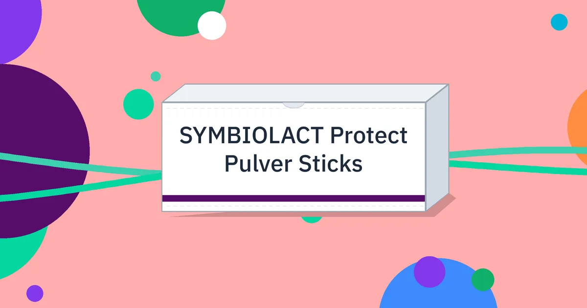 Symbolbild: Packung mit der Aufschrift SYMBIOLACT Protect Pulver Sticks (PZN 18678441) – Verfügbarkeit und Bezug in Apotheken in Frankfurt am Main