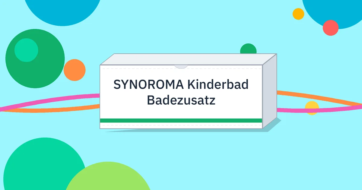 Symbolbild: Packung mit der Aufschrift SYNOROMA Kinderbad Badezusatz (PZN 09337675) – Verfügbarkeit und Bezug in Apotheken in Frankfurt am Main
