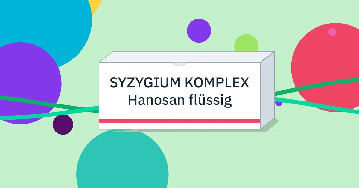 Symbolbild: Packung mit der Aufschrift SYZYGIUM KOMPLEX Hanosan flüssig (PZN 06330879) – Verfügbarkeit und Bezug in Apotheken in Frankfurt am Main