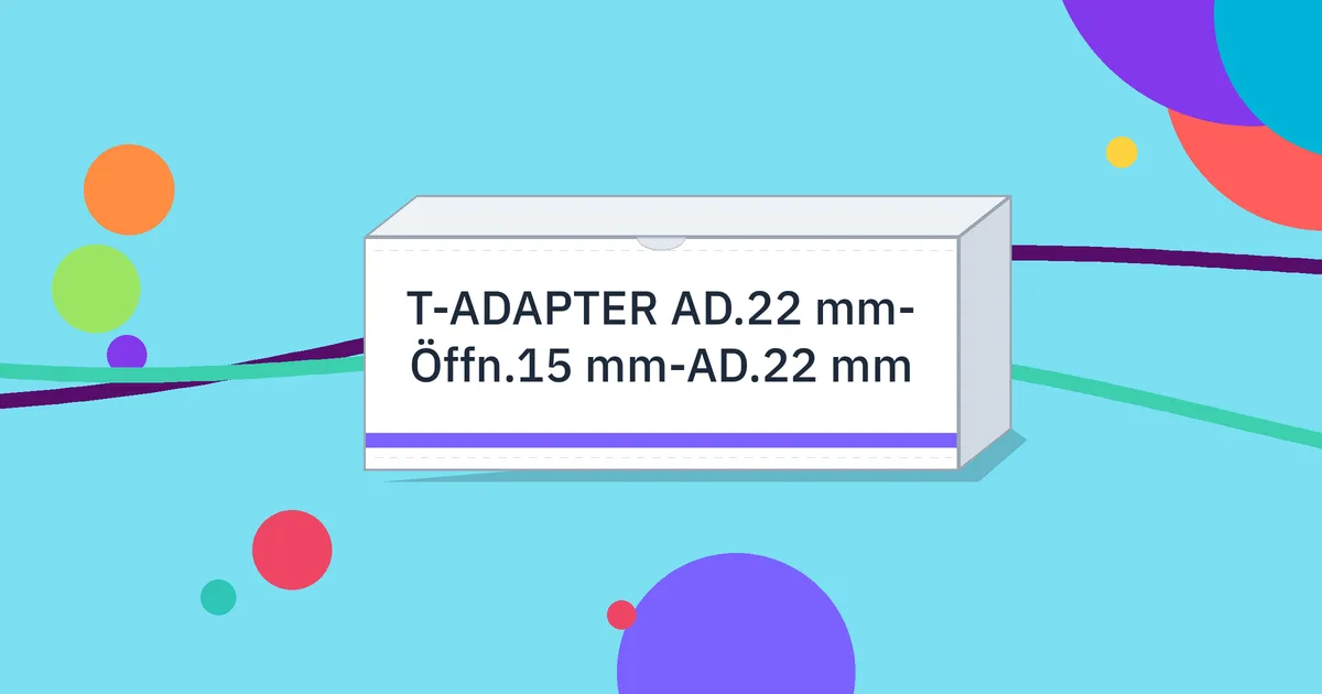 Symbolbild: Packung mit der Aufschrift T-ADAPTER AD.22 mm-Öffn.15 mm-AD.22 mm (PZN 17432241) – Verfügbarkeit und Bezug in Apotheken in Frankfurt am Main