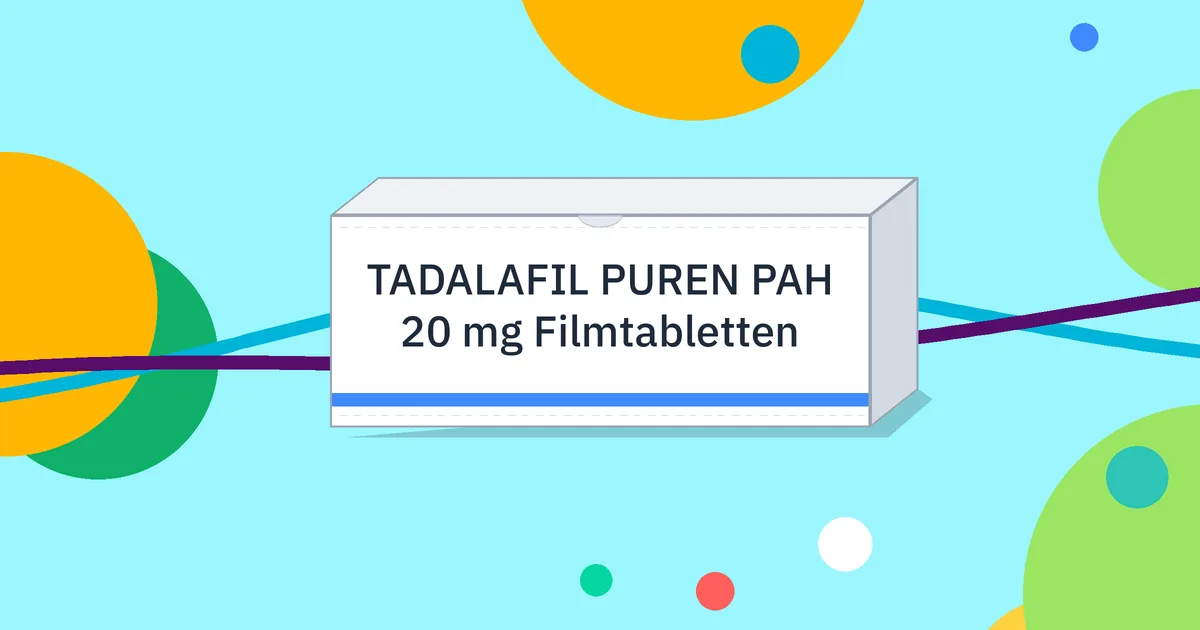 Symbolbild: Packung mit der Aufschrift TADALAFIL PUREN PAH 20 mg Filmtabletten (PZN 12501888) – Verfügbarkeit und Bezug in Apotheken in Frankfurt am Main
