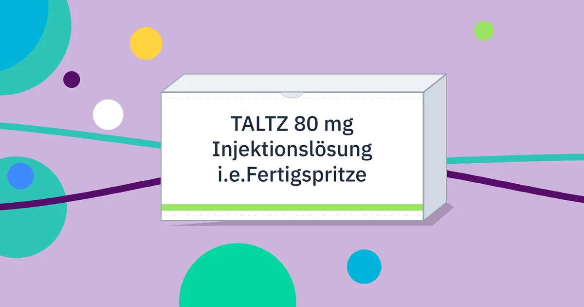 Symbolbild: Packung mit der Aufschrift TALTZ 80 mg Injektionslösung i.e.Fertigspritze (PZN 14294554) – Verfügbarkeit und Bezug in Apotheken in Frankfurt am Main