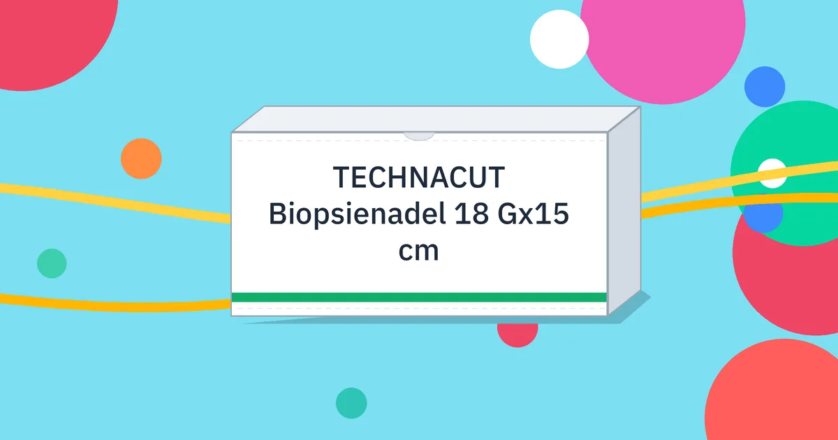 Symbolbild: Packung mit der Aufschrift TECHNACUT Biopsienadel 18 Gx15 cm (PZN 06771885) – Verfügbarkeit und Bezug in Apotheken in Frankfurt am Main