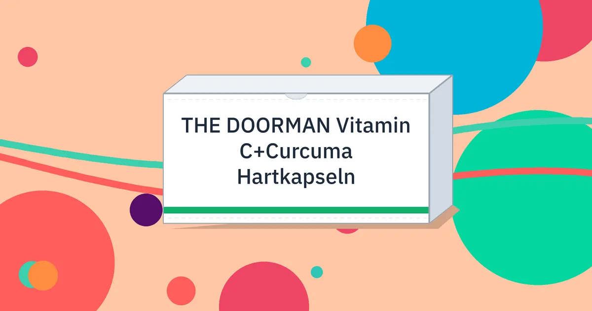 Symbolbild: Packung mit der Aufschrift THE DOORMAN Vitamin C+Curcuma Hartkapseln (PZN 17953000) – Verfügbarkeit und Bezug in Apotheken in Frankfurt am Main