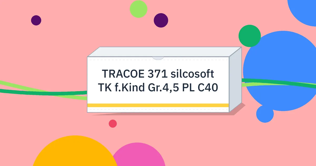 Symbolbild: Packung mit der Aufschrift TRACOE 371 silcosoft TK f.Kind Gr.4,5 PL C40 (PZN 14315500) – Verfügbarkeit und Bezug in Apotheken in Frankfurt am Main