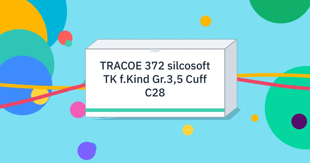 Symbolbild: Packung mit der Aufschrift TRACOE 372 silcosoft TK f.Kind Gr.3,5 Cuff C28 (PZN 14316095) – Verfügbarkeit und Bezug in Apotheken in Frankfurt am Main