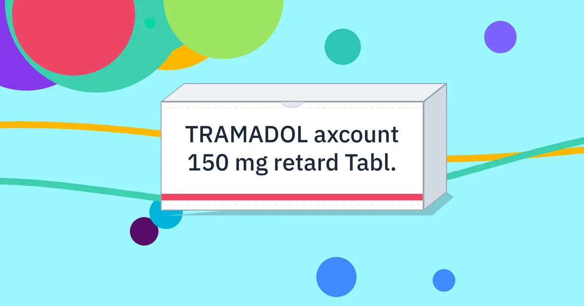 Symbolbild: Packung mit der Aufschrift TRAMADOL axcount 150 mg retard Tabl. (PZN 03727493) – Verfügbarkeit und Bezug in Apotheken in Frankfurt am Main