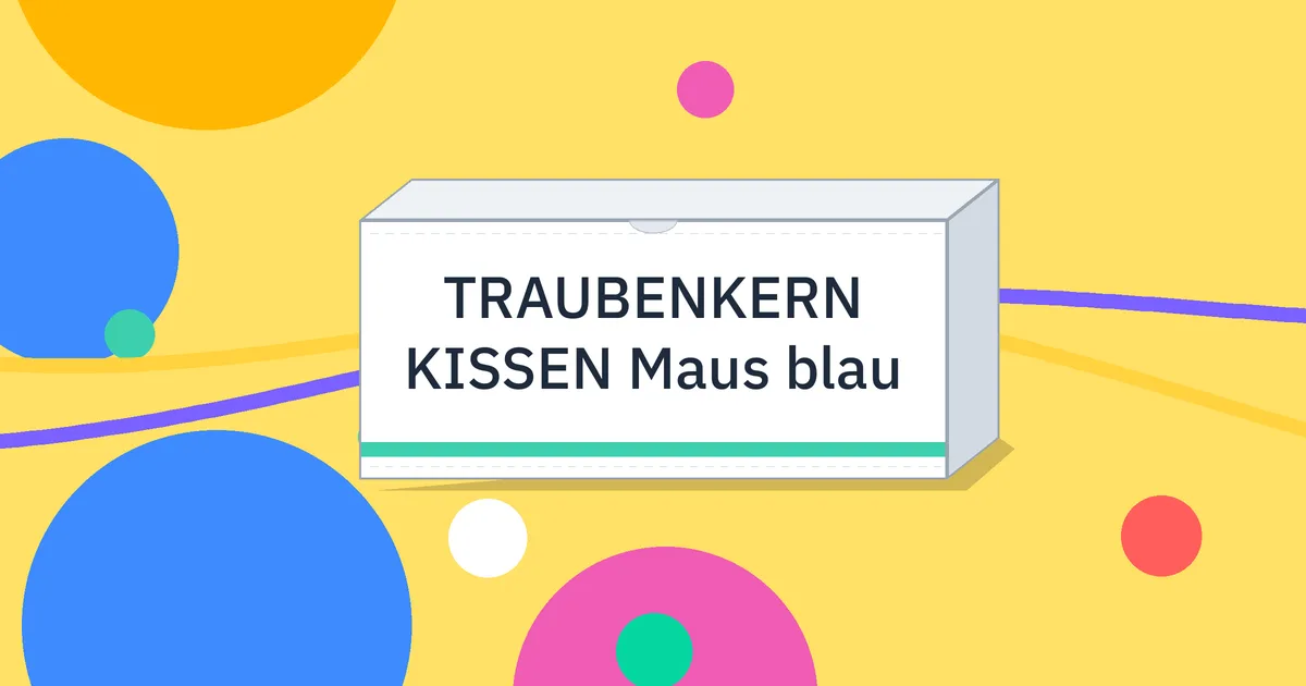 Symbolbild: Packung mit der Aufschrift TRAUBENKERN KISSEN Maus blau (PZN 16359335) – Verfügbarkeit und Bezug in Apotheken in Frankfurt am Main