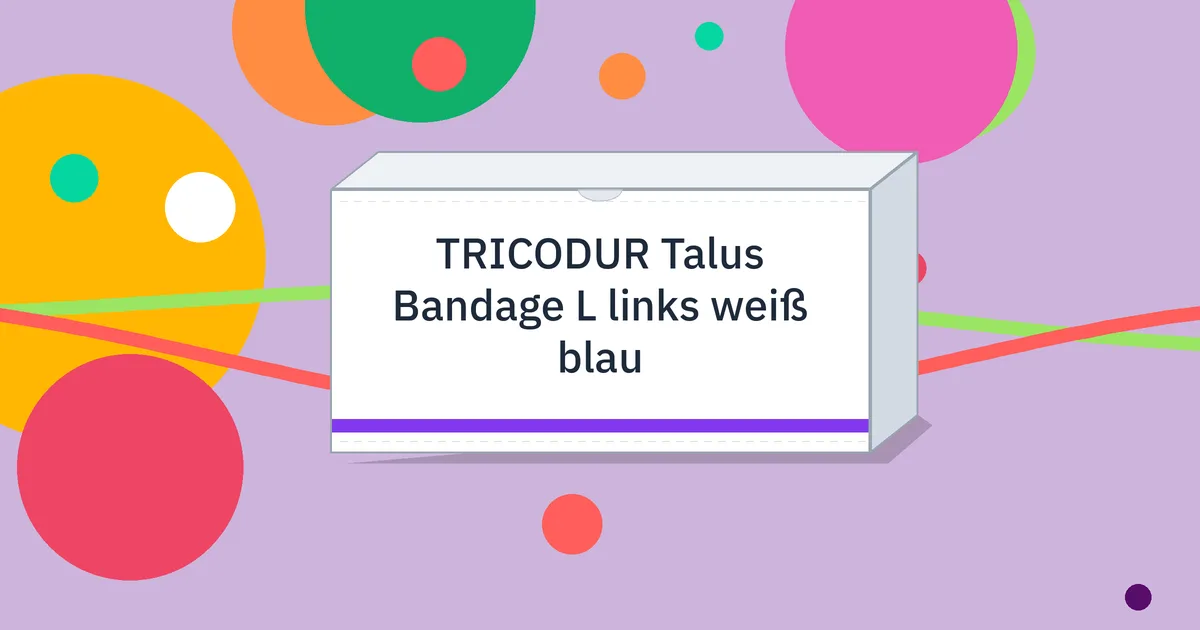 Symbolbild: Packung mit der Aufschrift TRICODUR Talus Bandage L links weiß blau (PZN 03094349) – Verfügbarkeit und Bezug in Apotheken in Frankfurt am Main