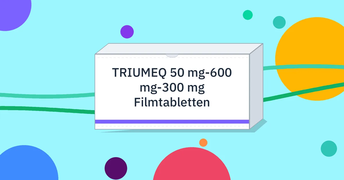 Symbolbild: Packung mit der Aufschrift TRIUMEQ 50 mg-600 mg-300 mg Filmtabletten (PZN 11191925) – Verfügbarkeit und Bezug in Apotheken in Frankfurt am Main