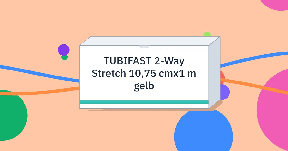 Symbolbild: Packung mit der Aufschrift TUBIFAST 2-Way Stretch 10,75 cmx1 m gelb (PZN 19401581) – Verfügbarkeit und Bezug in Apotheken in Frankfurt am Main