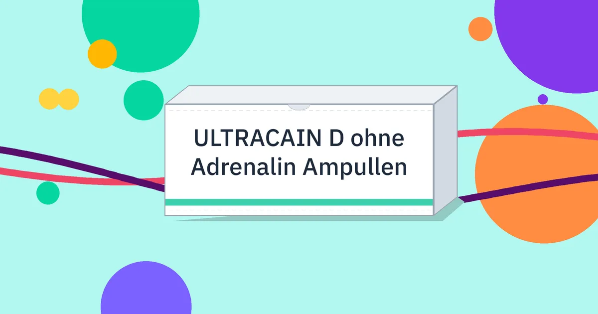 Symbolbild: Packung mit der Aufschrift ULTRACAIN D ohne Adrenalin Ampullen (PZN 00109369) – Verfügbarkeit und Bezug in Apotheken in Frankfurt am Main