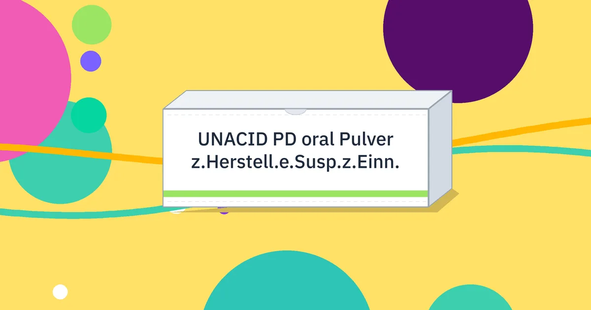 Symbolbild: Packung mit der Aufschrift UNACID PD oral Pulver z.Herstell.e.Susp.z.Einn. (PZN 03751764) – Verfügbarkeit und Bezug in Apotheken in Frankfurt am Main