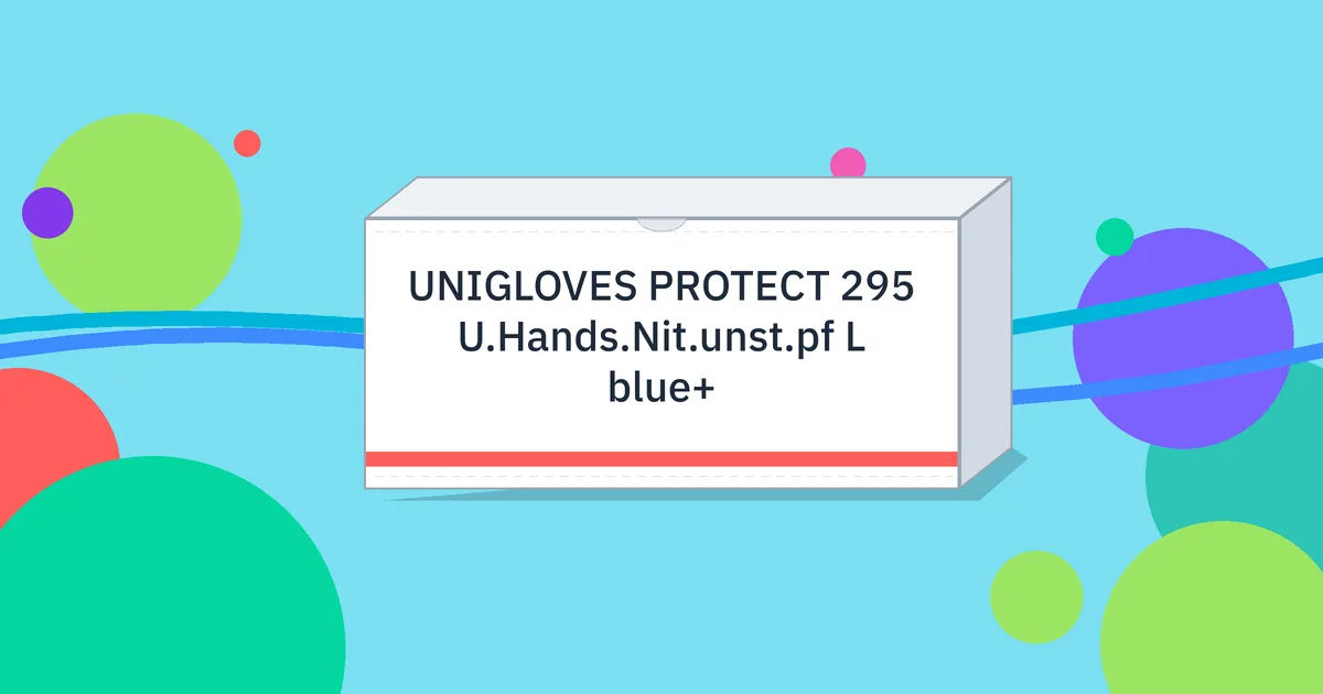 Symbolbild: Packung mit der Aufschrift UNIGLOVES PROTECT 295 U.Hands.Nit.unst.pf L blue+ (PZN 20080254) – Verfügbarkeit und Bezug in Apotheken in Frankfurt am Main