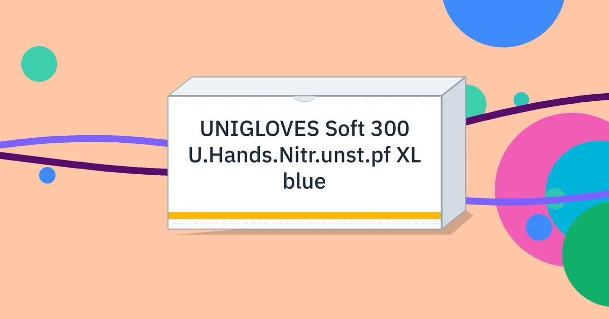 Symbolbild: Packung mit der Aufschrift UNIGLOVES Soft 300 U.Hands.Nitr.unst.pf XL blue (PZN 18102439) – Verfügbarkeit und Bezug in Apotheken in Frankfurt am Main