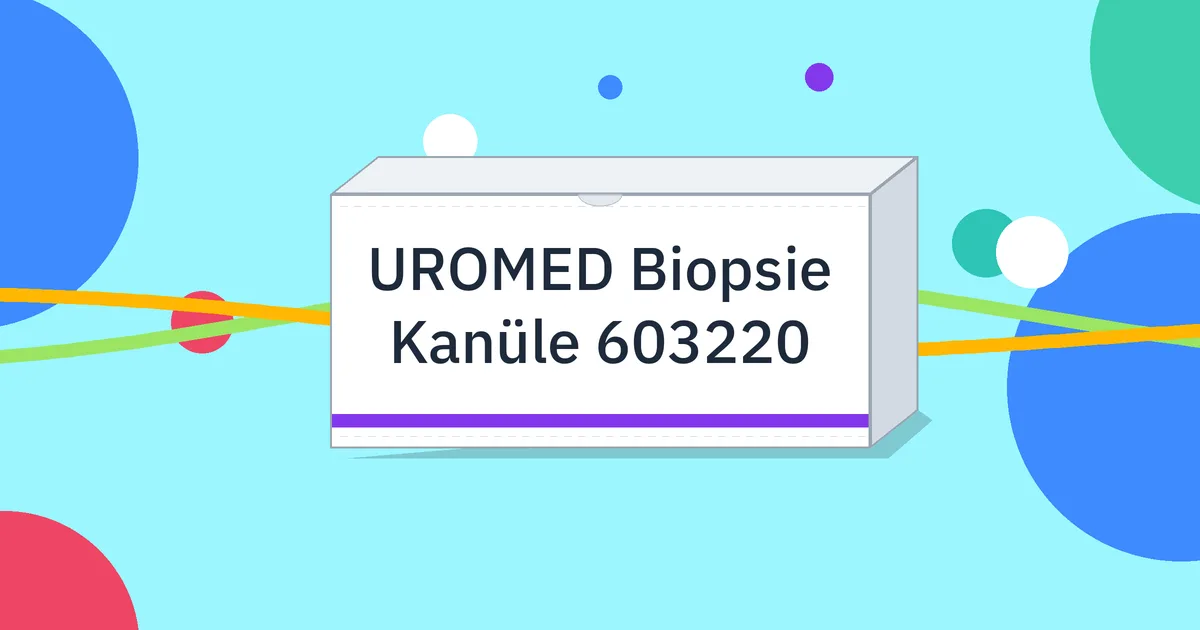 Symbolbild: Packung mit der Aufschrift UROMED Biopsie Kanüle 603220 (PZN 10267626) – Verfügbarkeit und Bezug in Apotheken in Frankfurt am Main