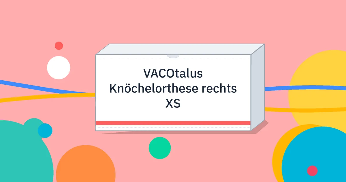 Symbolbild: Packung mit der Aufschrift VACOtalus Knöchelorthese rechts XS (PZN 19344831) – Verfügbarkeit und Bezug in Apotheken in Frankfurt am Main
