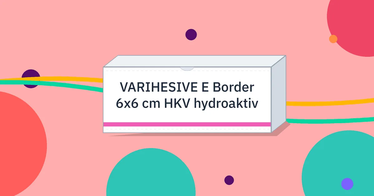 Symbolbild: Packung mit der Aufschrift VARIHESIVE E Border 6x6 cm HKV hydroaktiv (PZN 04474700) – Verfügbarkeit und Bezug in Apotheken in Frankfurt am Main