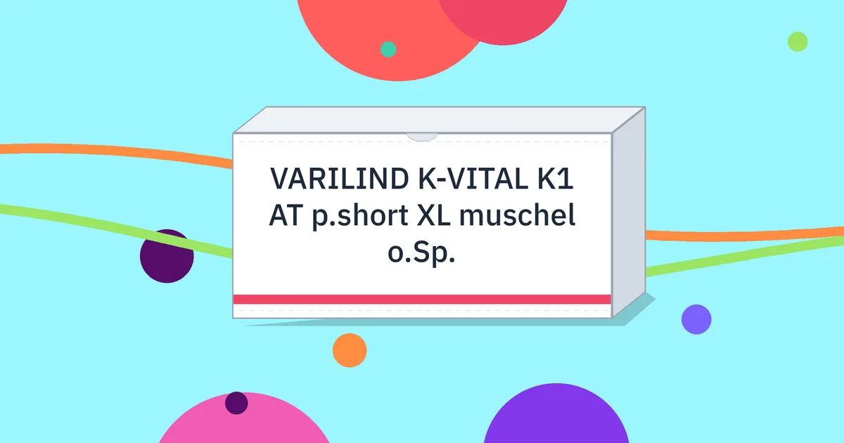 Symbolbild: Packung mit der Aufschrift VARILIND K-VITAL K1 AT p.short XL muschel o.Sp. (PZN 20561019) – Verfügbarkeit und Bezug in Apotheken in Frankfurt am Main