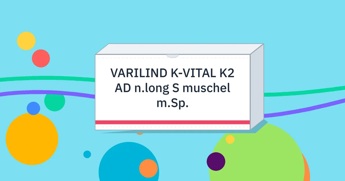 Symbolbild: Packung mit der Aufschrift VARILIND K-VITAL K2 AD n.long S muschel m.Sp. (PZN 20568553) – Verfügbarkeit und Bezug in Apotheken in Frankfurt am Main
