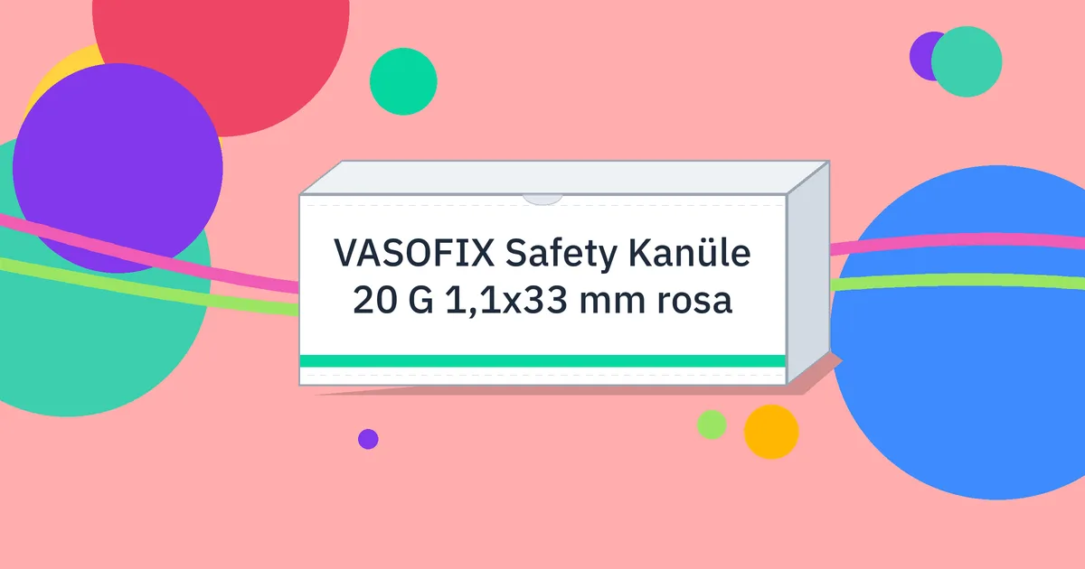 Symbolbild: Packung mit der Aufschrift VASOFIX Safety Kanüle 20 G 1,1x33 mm rosa (PZN 20583860) – Verfügbarkeit und Bezug in Apotheken in Frankfurt am Main
