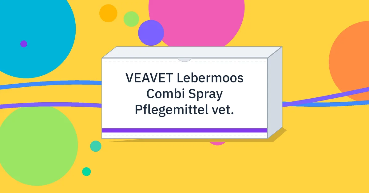 Symbolbild: Packung mit der Aufschrift VEAVET Lebermoos Combi Spray Pflegemittel vet. (PZN 16830175) – Verfügbarkeit und Bezug in Apotheken in Frankfurt am Main