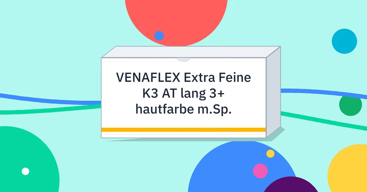 Symbolbild: Packung mit der Aufschrift VENAFLEX Extra Feine K3 AT lang 3+ hautfarbe m.Sp. (PZN 18308856) – Verfügbarkeit und Bezug in Apotheken in Frankfurt am Main