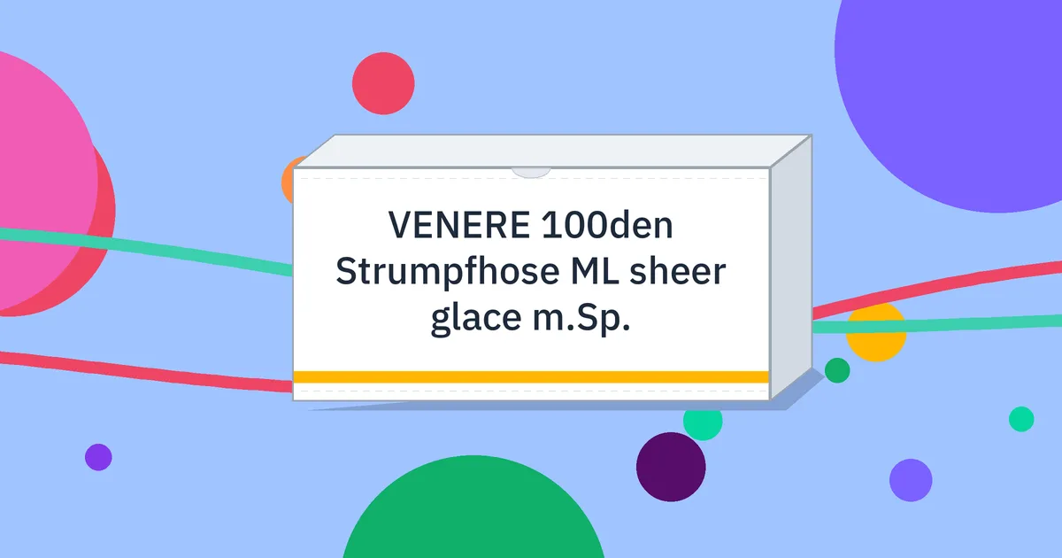 Symbolbild: Packung mit der Aufschrift VENERE 100den Strumpfhose ML sheer glace m.Sp. (PZN 16171057) – Verfügbarkeit und Bezug in Apotheken in Frankfurt am Main
