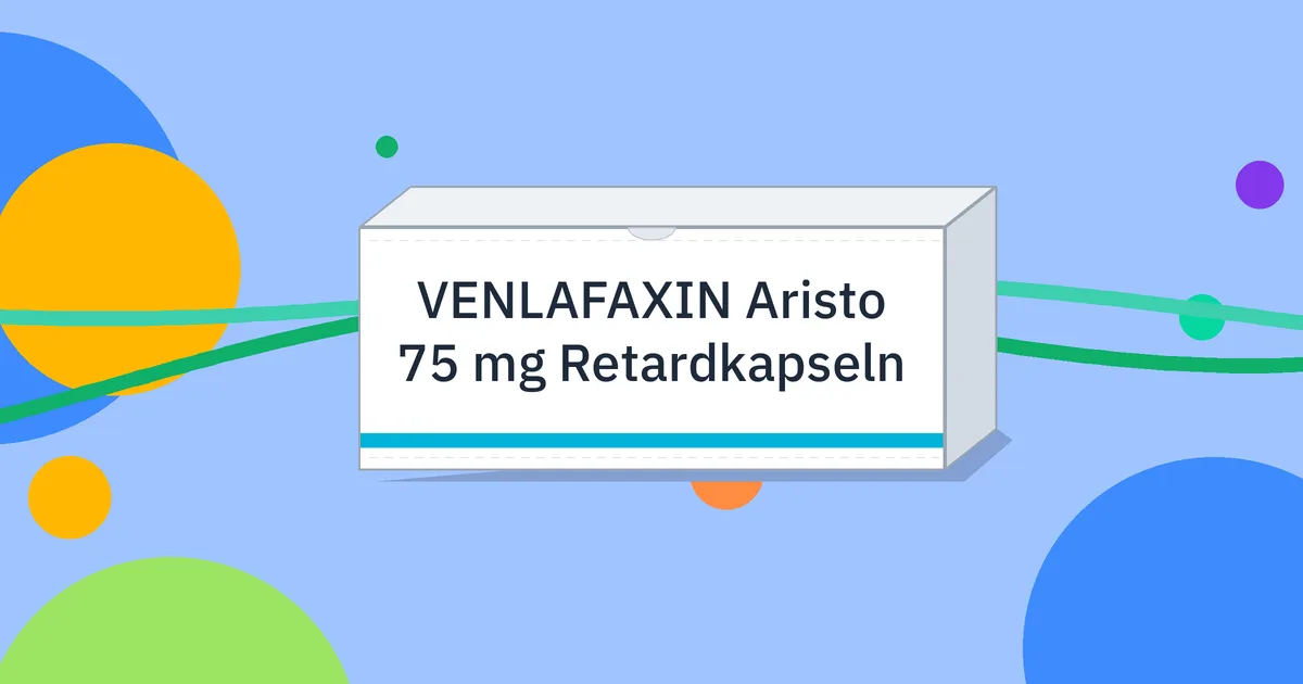 Symbolbild: Packung mit der Aufschrift VENLAFAXIN Aristo 75 mg Retardkapseln (PZN 11584553) – Verfügbarkeit und Bezug in Apotheken in Frankfurt am Main
