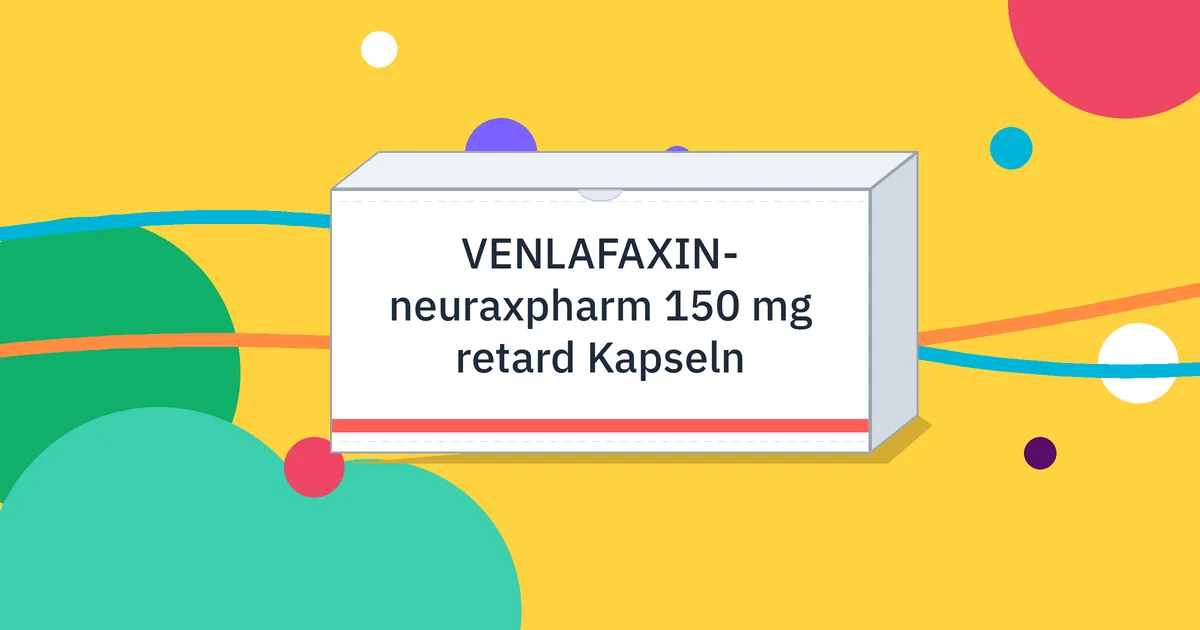 Symbolbild: Packung mit der Aufschrift VENLAFAXIN-neuraxpharm 150 mg retard Kapseln (PZN 01147171) – Verfügbarkeit und Bezug in Apotheken in Frankfurt am Main