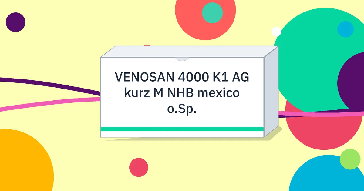 Symbolbild: Packung mit der Aufschrift VENOSAN 4000 K1 AG kurz M NHB mexico o.Sp. (PZN 14423655) – Verfügbarkeit und Bezug in Apotheken in Frankfurt am Main