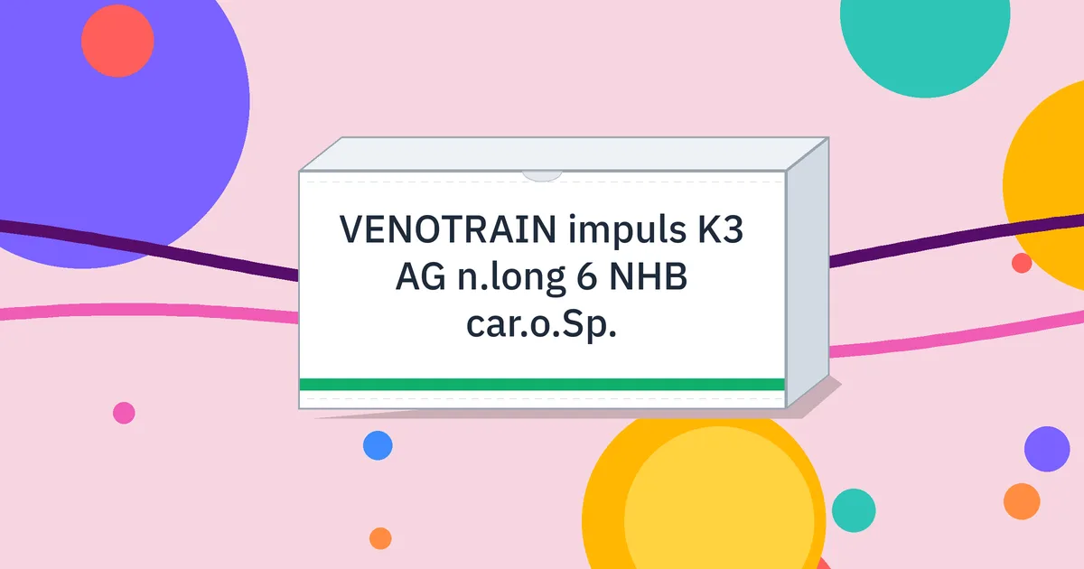 Symbolbild: Packung mit der Aufschrift VENOTRAIN impuls K3 AG n.long 6 NHB car.o.Sp. (PZN 08422203) – Verfügbarkeit und Bezug in Apotheken in Frankfurt am Main